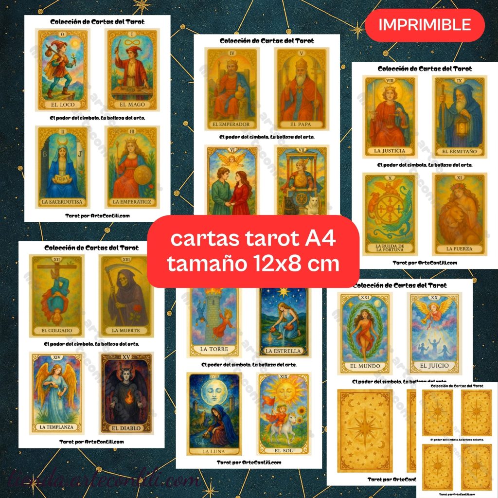 Cartas del Tarot para Imprimir PDF – 22 Arcanos Mayores A4