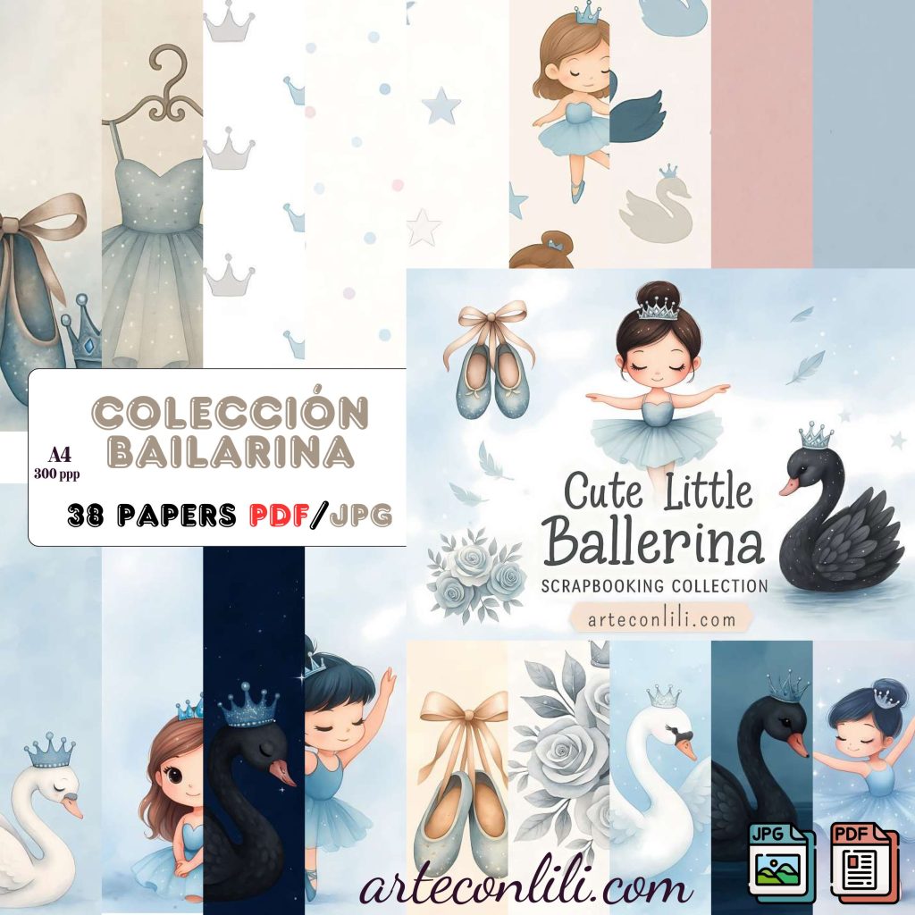 Cute Little Ballerina – Papeles digitales de scrapbooking para niñas ...