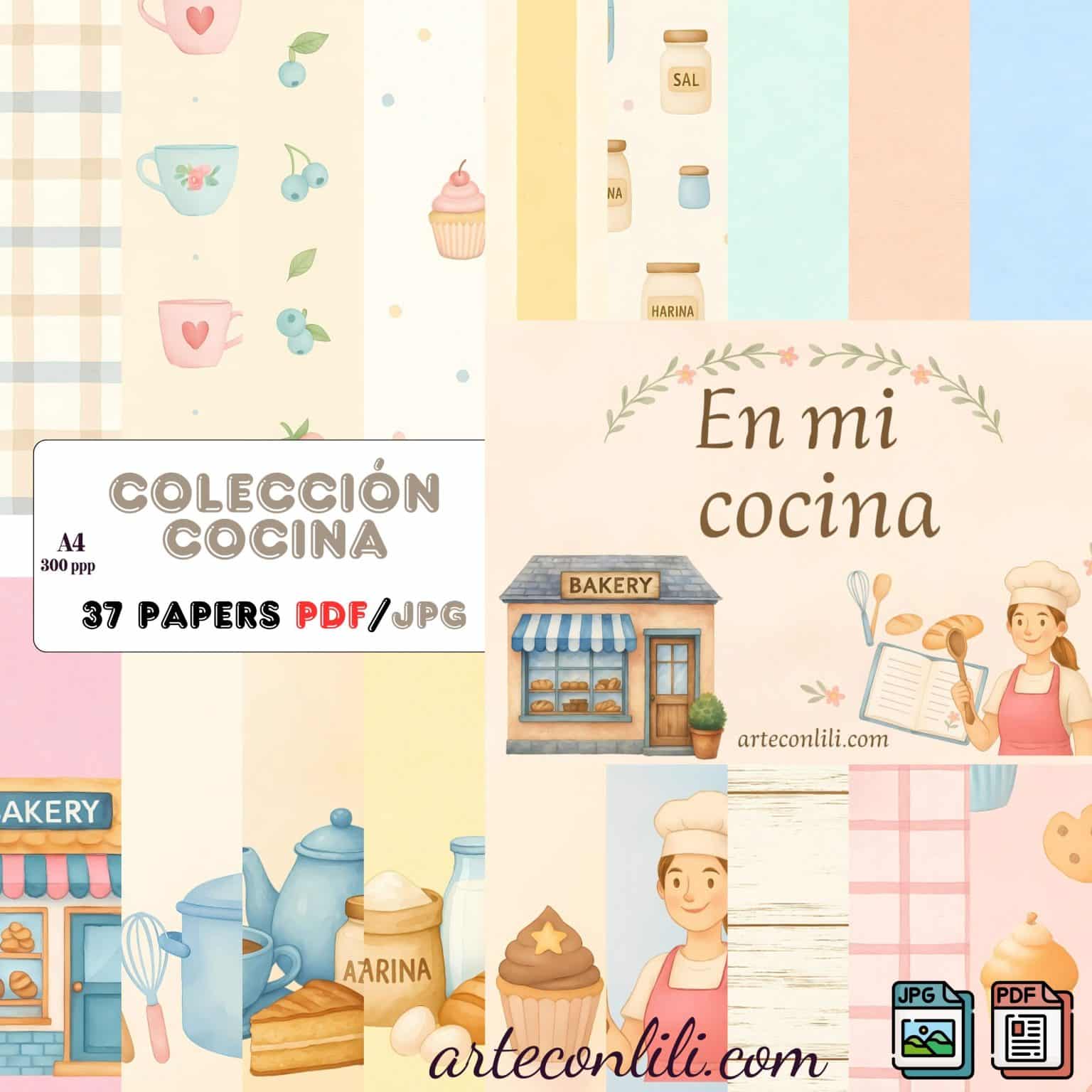 Recetario imprimible con papeles de cocina gratis en PDF – Descarga directa