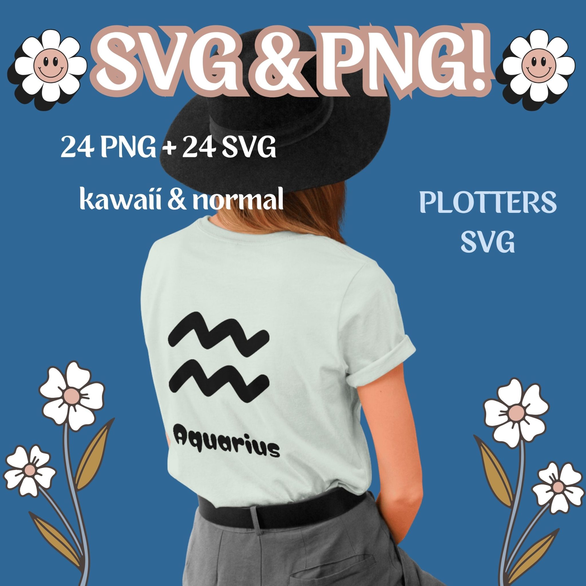 48 Signos del Zodíaco SVG y PNG – Blanco y Negro – Estilo Kawaii y ...